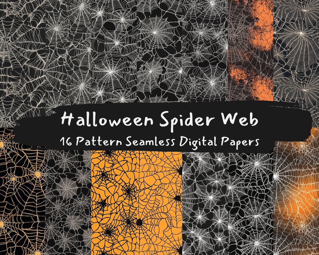 Halloween Spider Web Pattern Seamless Digital Papers - Printable ...