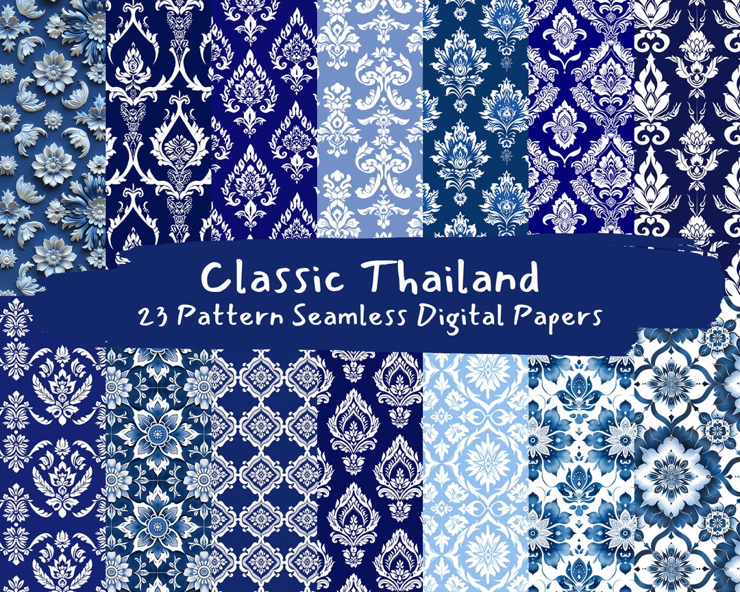 Classic Thailand Pattern Seamless Digital Papers - Printable Scrapbook Paper Instant Download ...