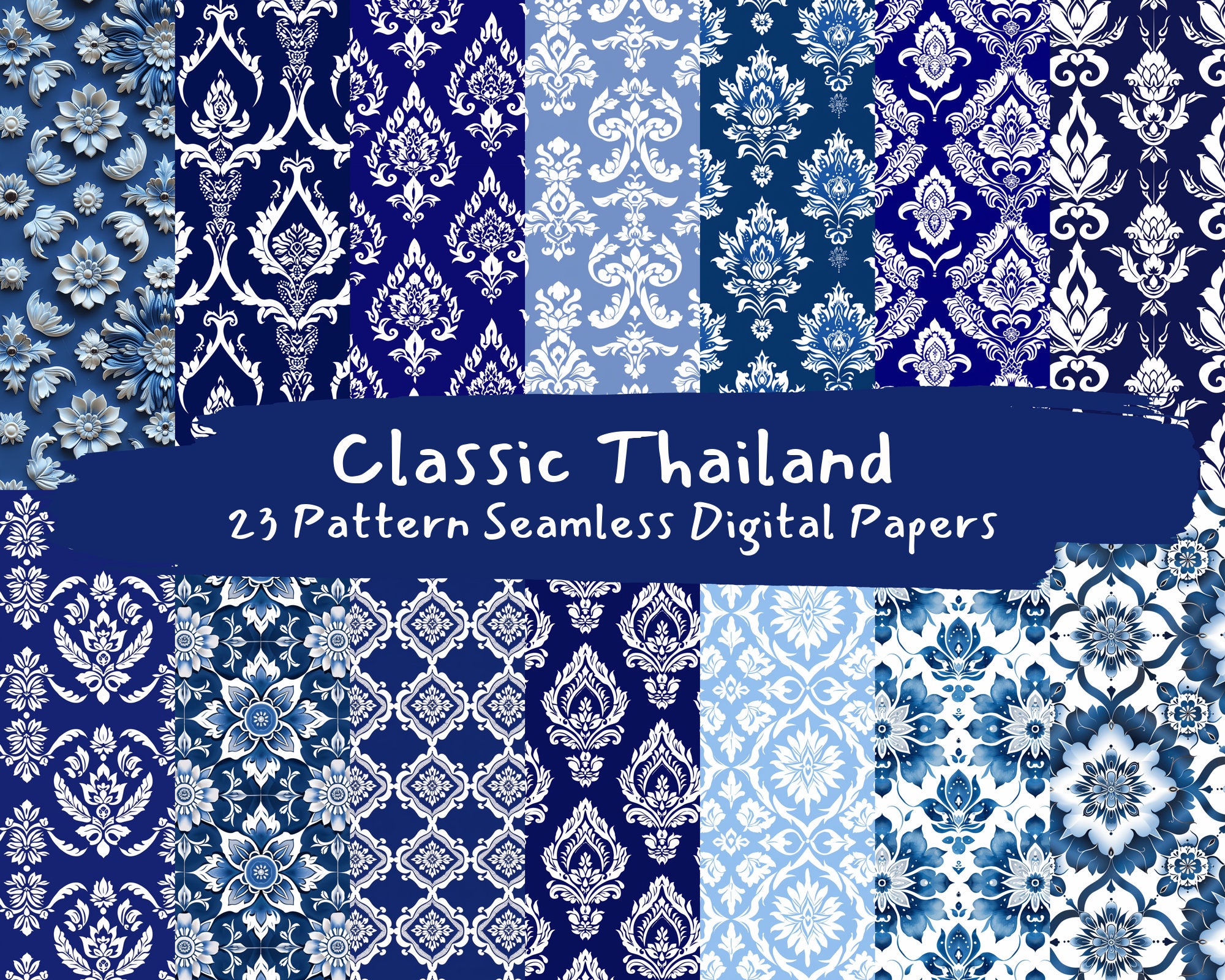 Classic Thailand Pattern Seamless Digital Papers - Printable Scrapbook ...