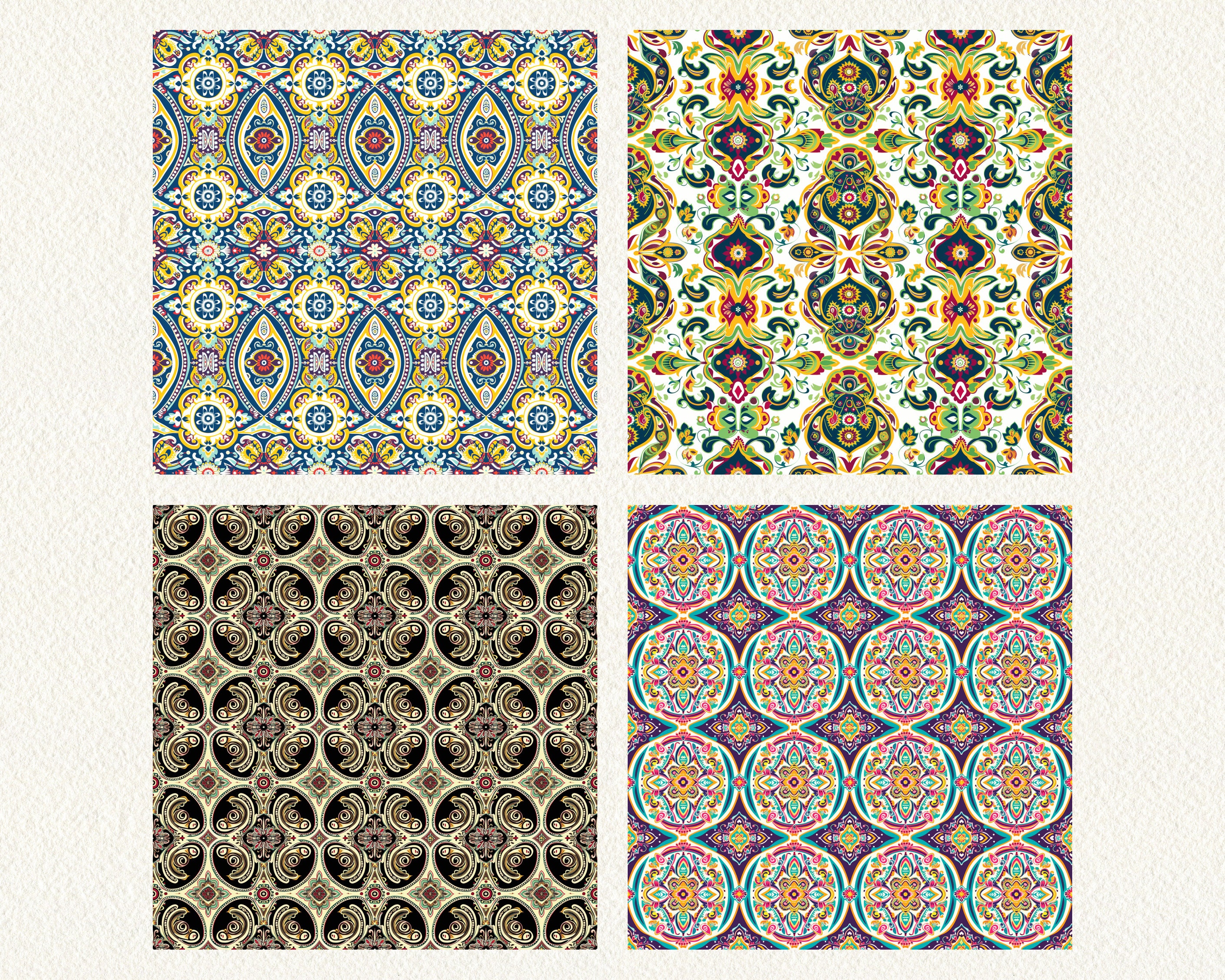 Retro Paisley Pattern Seamless Digital Papers - Printable Scrapbook ...