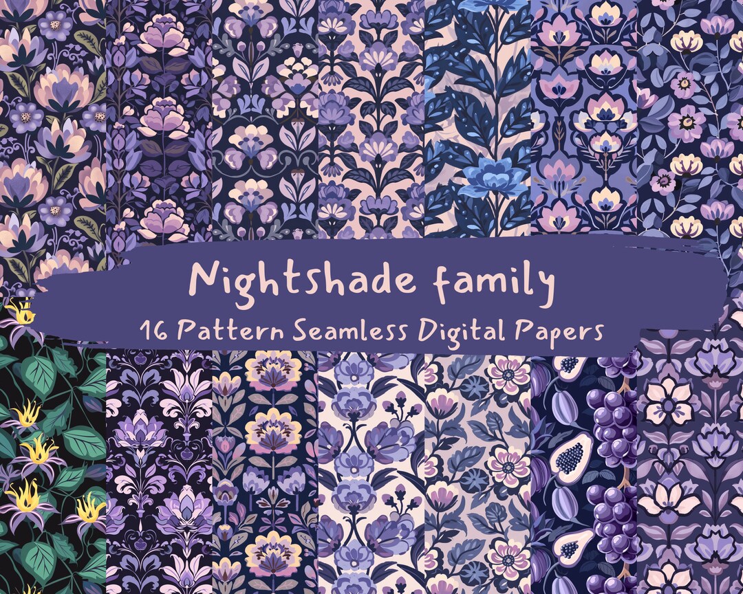 Nightshade Family Pattern Seamless Digital Papers - Printable Scrapbook ...