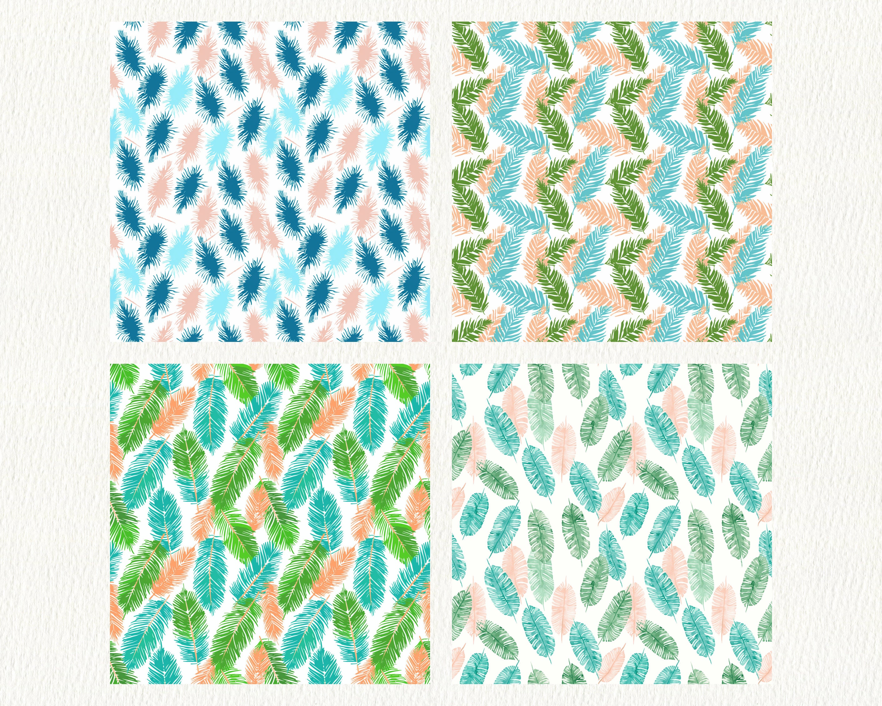 Palm Leaf Tropicana Pattern Seamless Digital Papers Printable Scrapbook ...