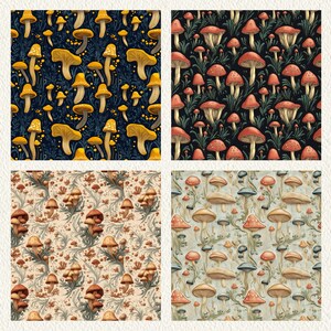 Woodland Mushrooms Pattern Seamless Digital Papers - Printable ...