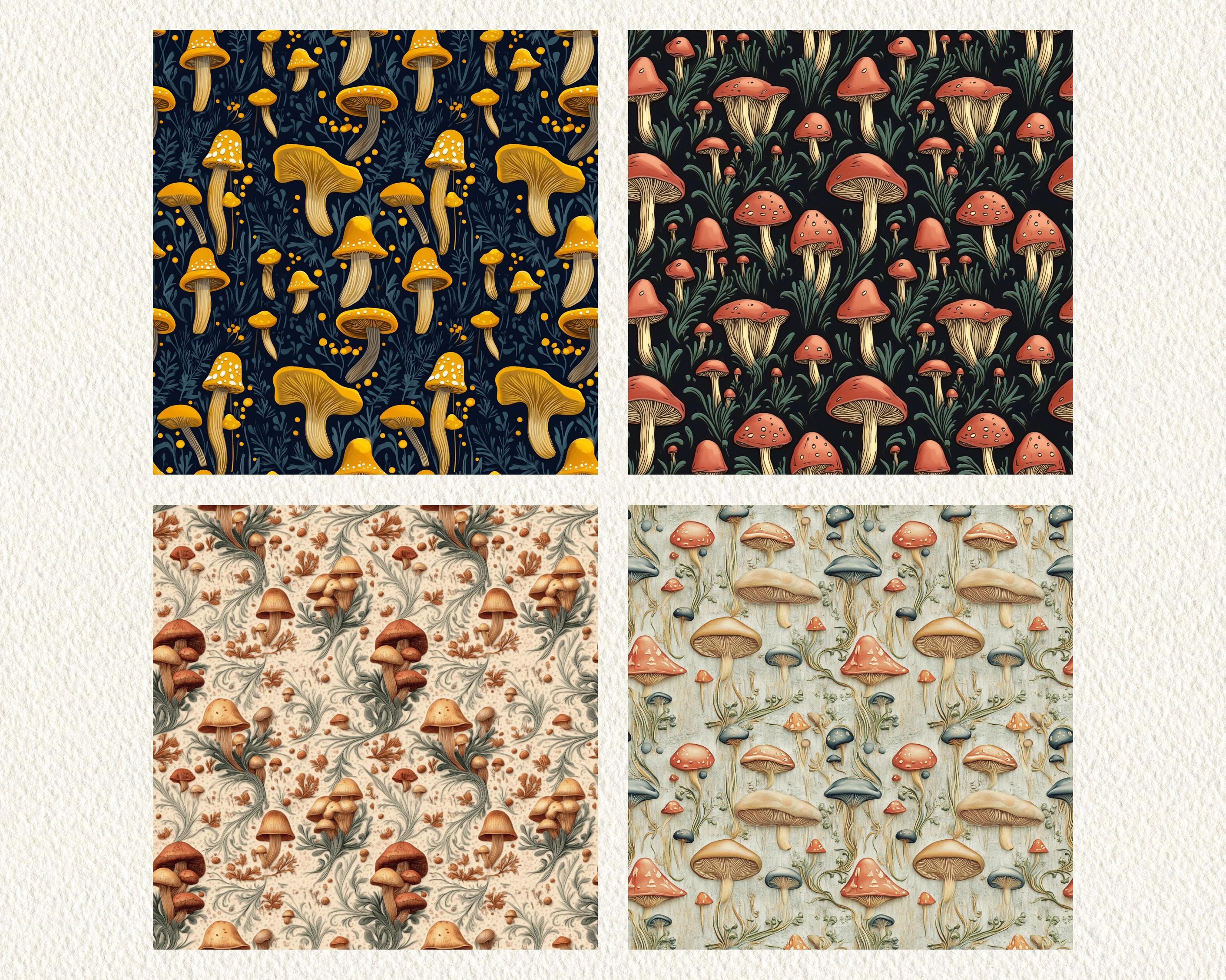 Woodland Mushrooms Pattern Seamless Digital Papers - Printable ...
