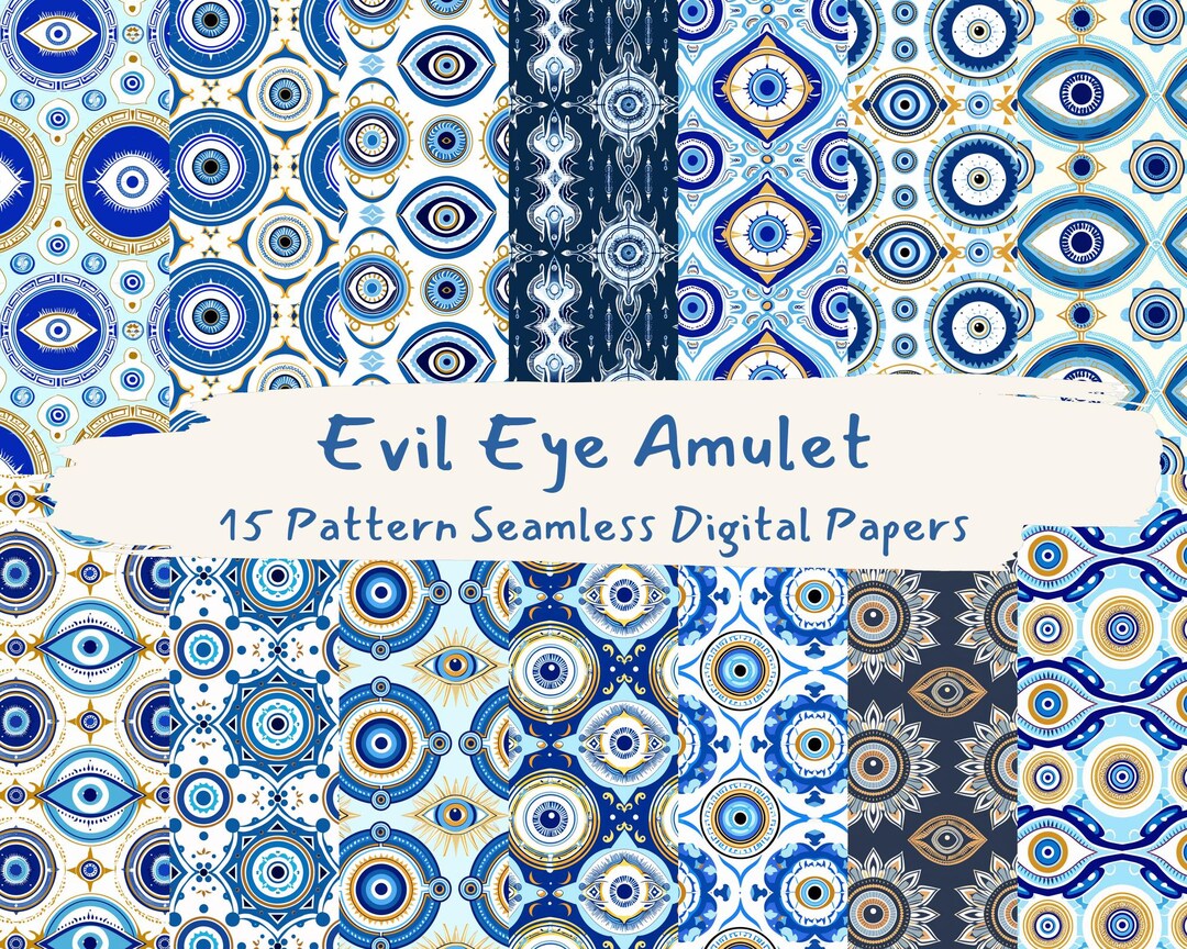Evil Eye Amulet Pattern Seamless Digital Papers - Printable Scrapbook ...