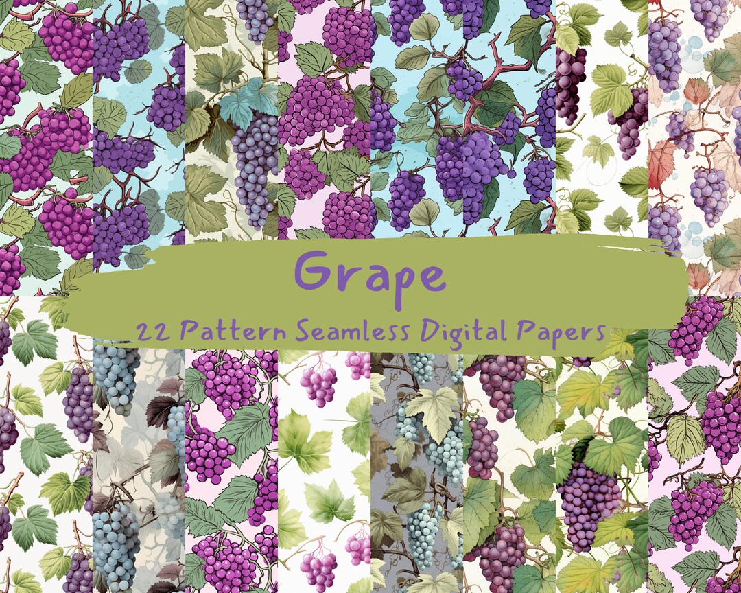 Grape Pattern Seamless Digital Papers - Tile Patterns Printable ...