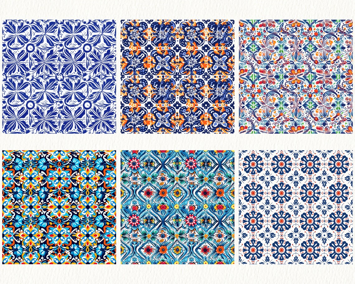 Mexican Talavera Pattern Seamless Digital Papers Tile Patterns ...