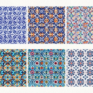 Mexican Talavera Pattern Seamless Digital Papers - Tile Patterns ...
