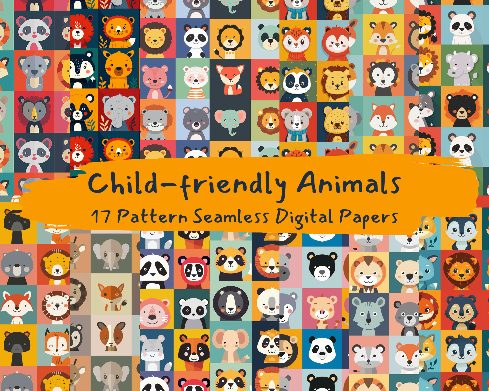Child-friendly Animals Pattern Seamless Digital Papers Scrapbook Paper ...
