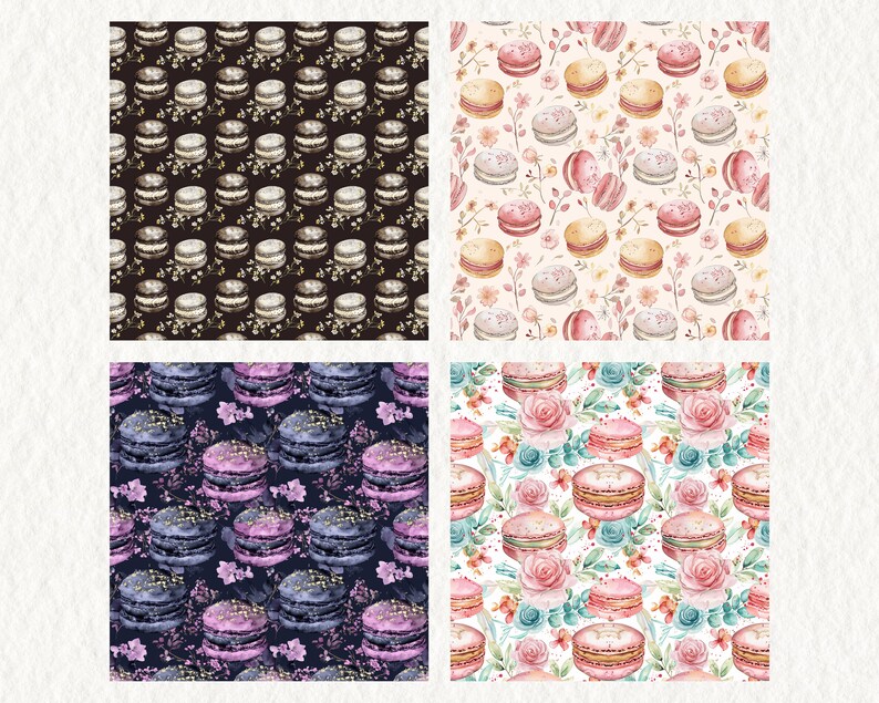 French Macarons Pattern Seamless Digital Papers Printable Scrapbook ...