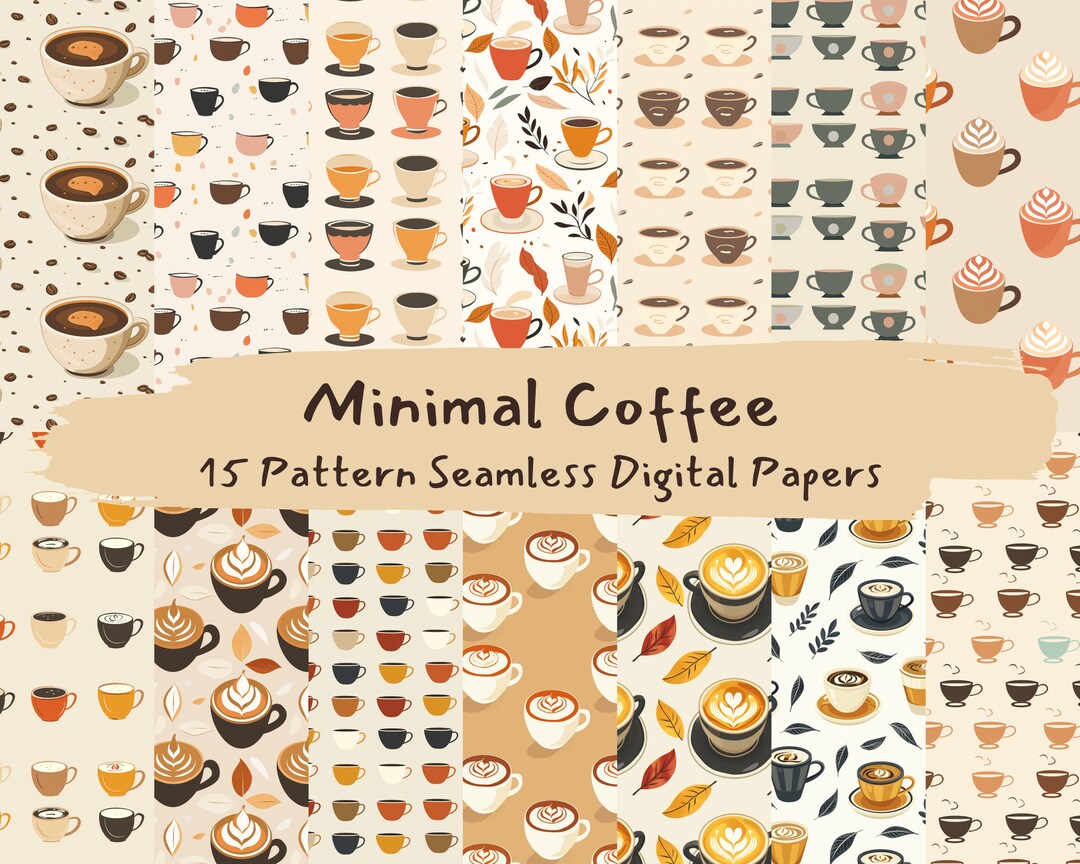 Minimal Coffee Pattern Seamless Digital Papers - Printable Scrapbook ...