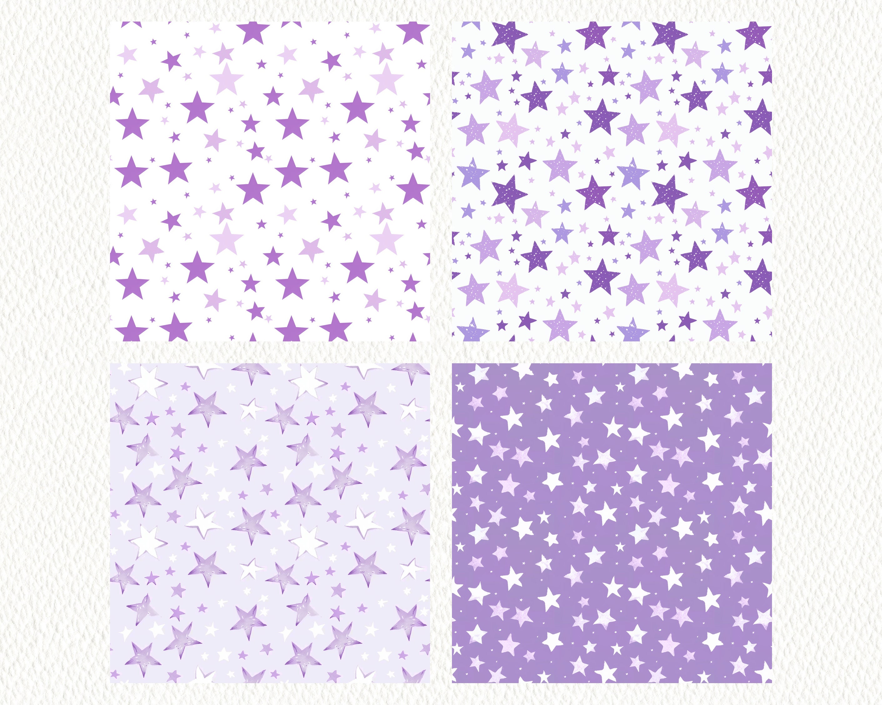 MD Purple Stars Pattern Seamless Digital Papers - Printable Scrapbook ...
