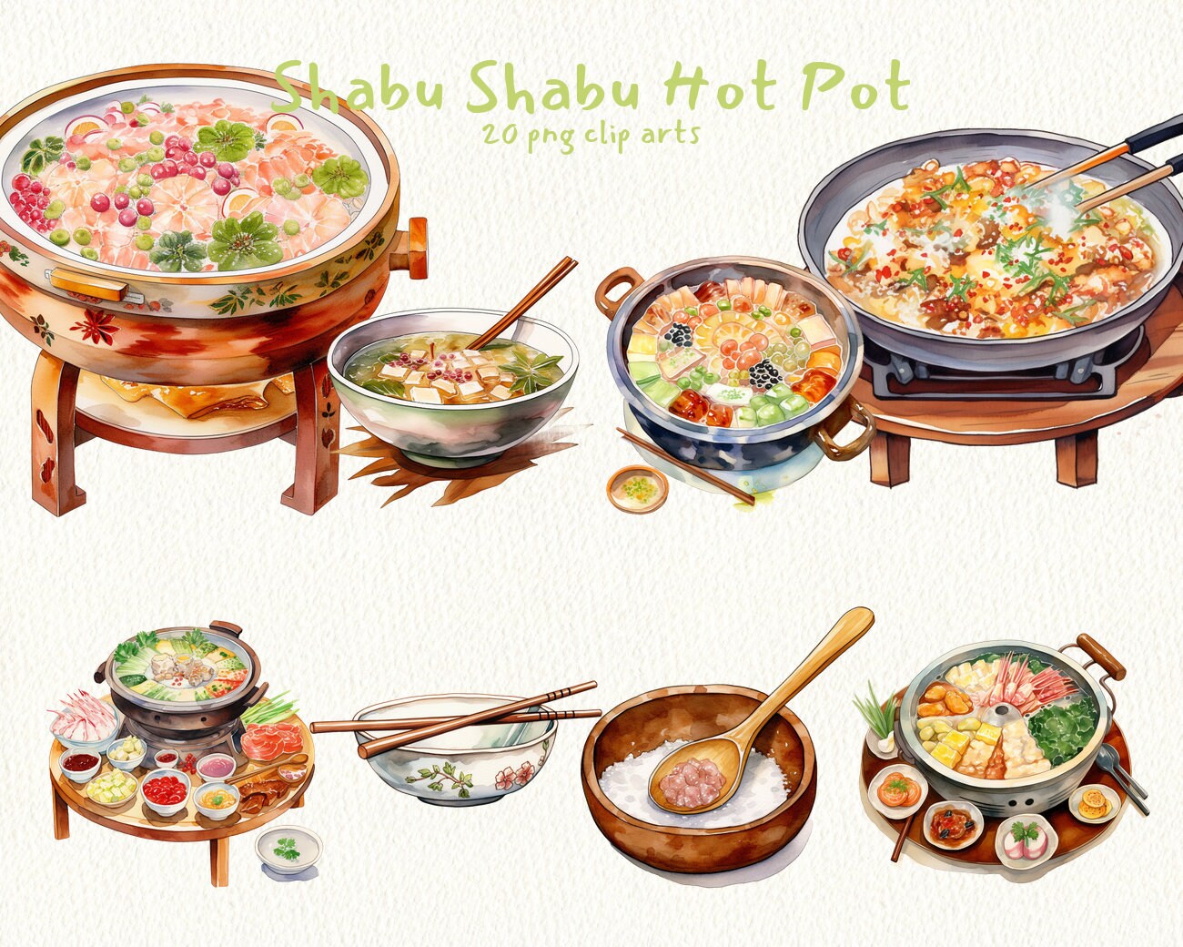 Shabu Shabu Hot Pot Digital Printable Clip Art Graphics in - Etsy