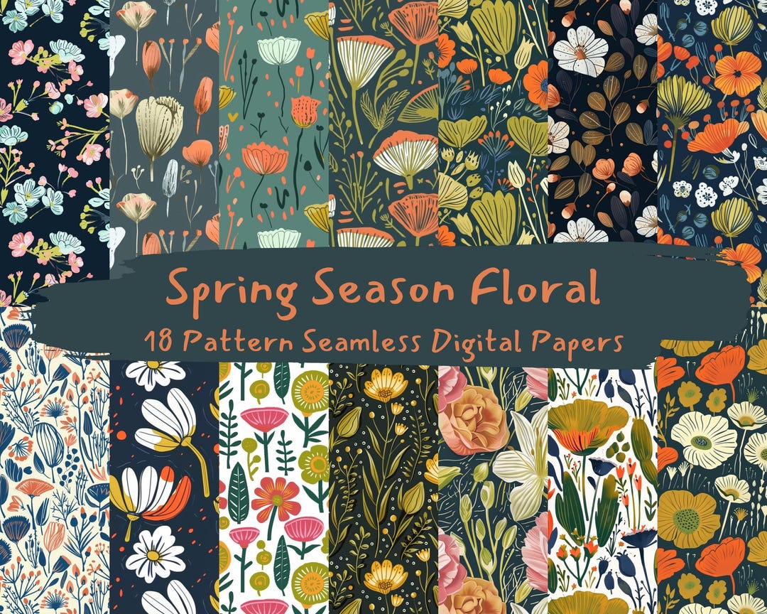 Spring Season Floral Pattern Seamless Digital Papers - Printable ...