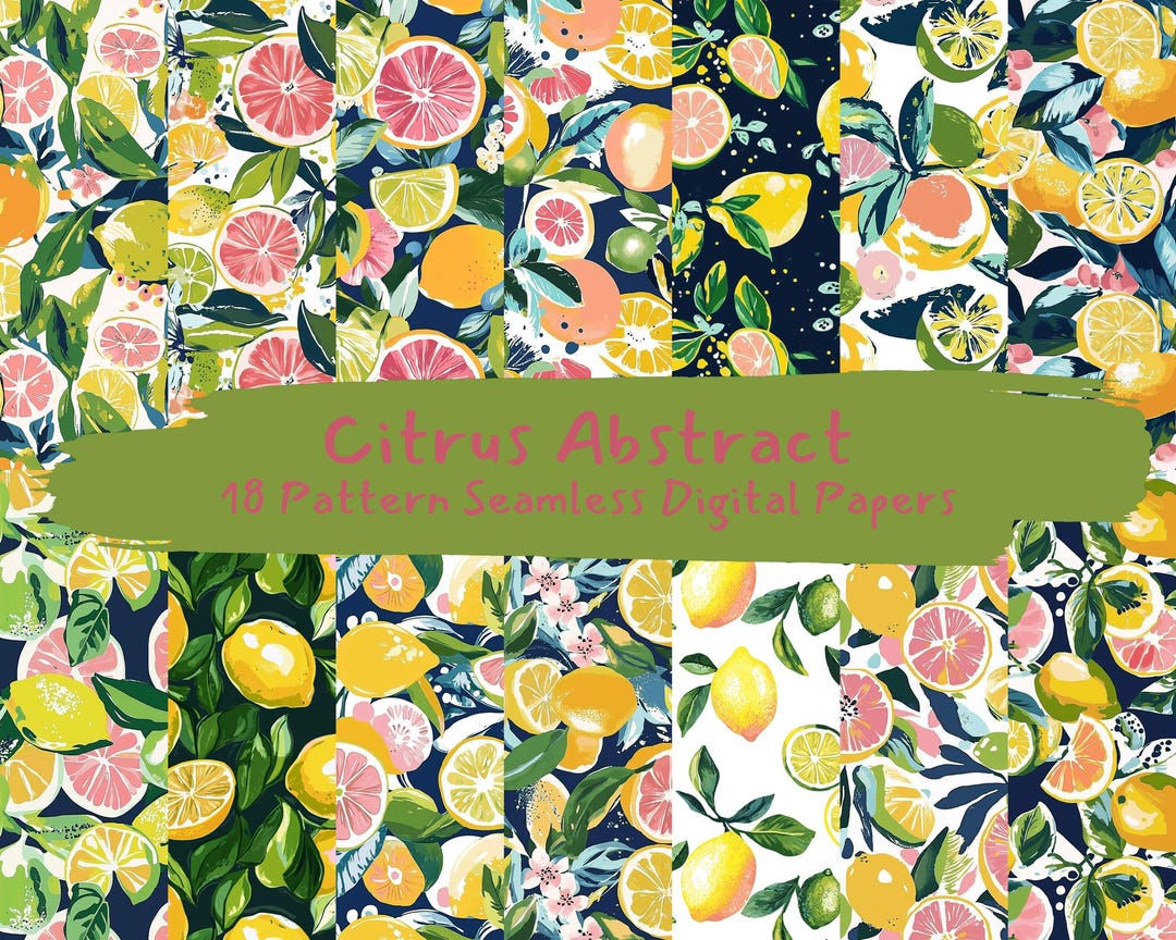 Citrus Abstract Pattern Seamless Digital Papers - Printable Scrapbook ...