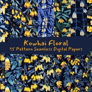 Kowhai Floral Pattern Seamless Digital Papers - Printable Scrapbook ...