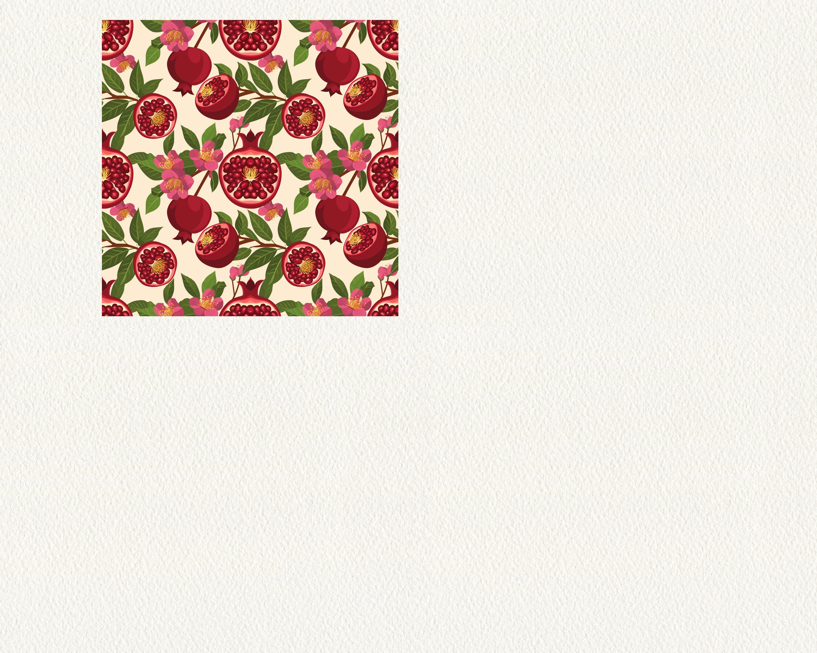 Pomegranate and Blossom Pattern Seamless Digital Papers - Printable ...