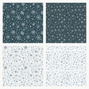 Snowflake on Snow Pattern Seamless Digital Papers - Printable Scrapbook ...