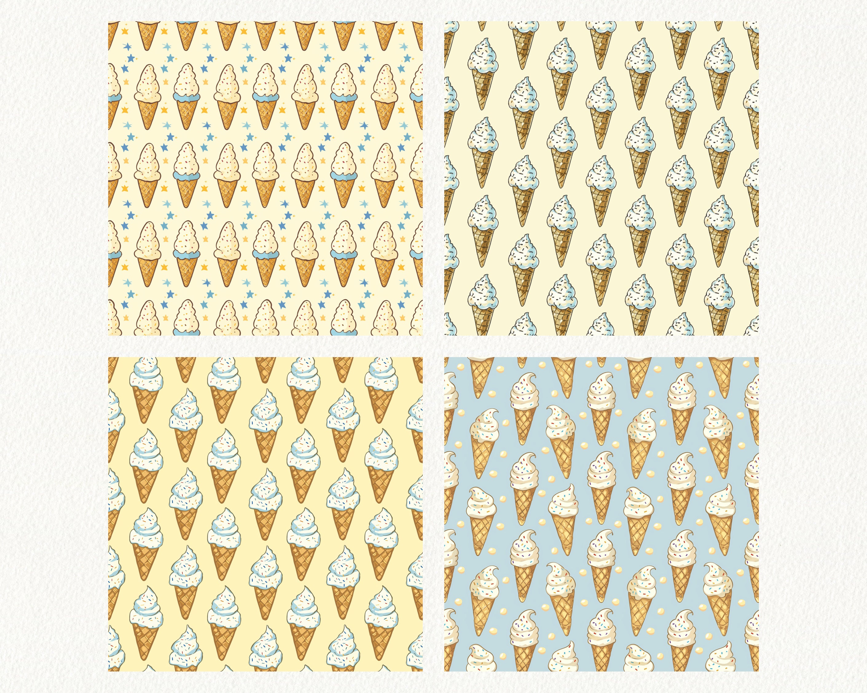Vanilla Ice Cream Pattern Seamless Digital Papers - Printable Scrapbook ...