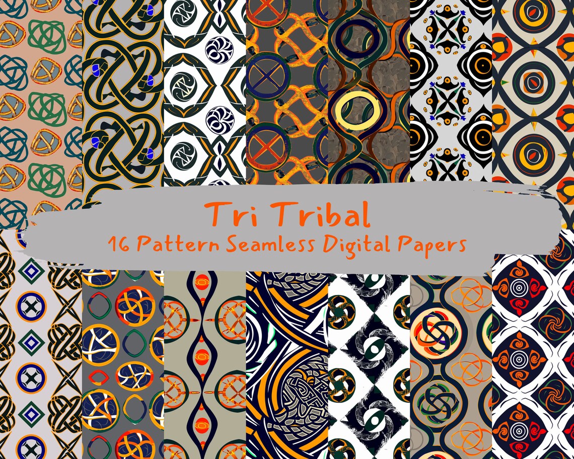 Tri Tribal Pattern Seamless Digital Papers - Printable Scrapbook Paper ...