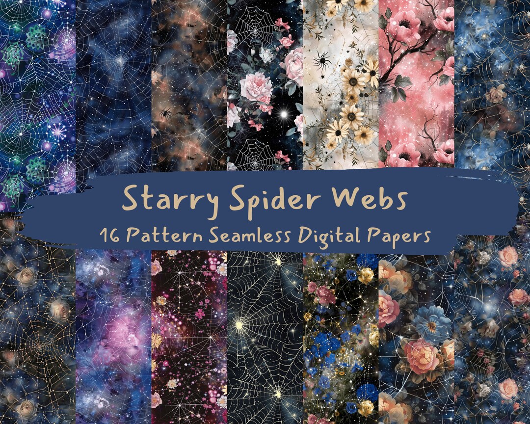 Starry Spider Webs Pattern Seamless Digital Papers - Printable ...