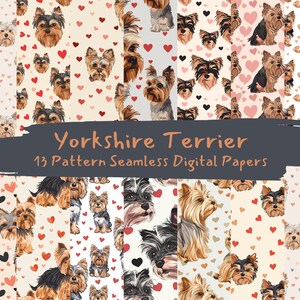 Yorkshire Terrier Pattern Seamless Digital Papers - Printable Scrapbook ...