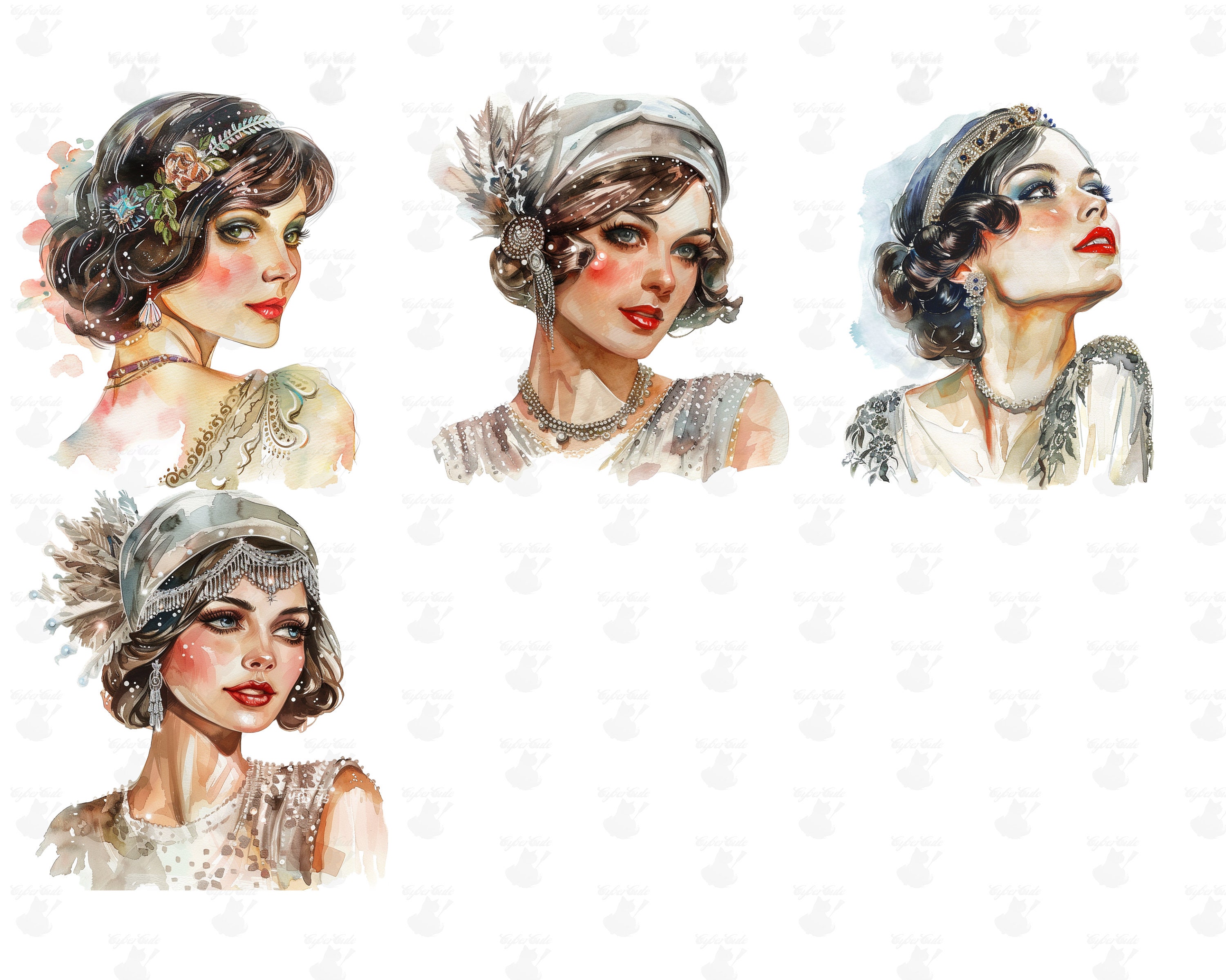 1920s Glam Girl Digital Printable Clipart Bundle in PNG Format ...