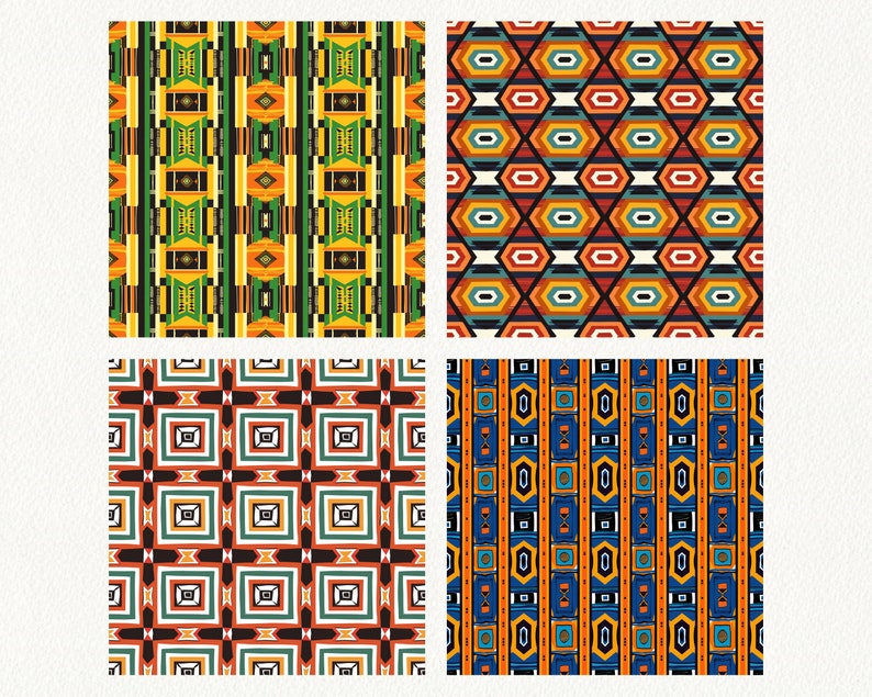 Kente Ghana Tribal Pattern Seamless Digital Papers - Printable ...