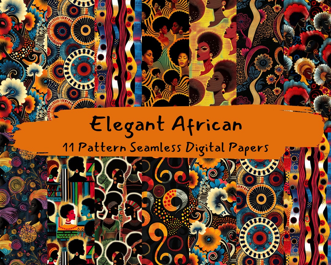 Elegant African Pattern Seamless Digital Papers - Printable Scrapbook ...