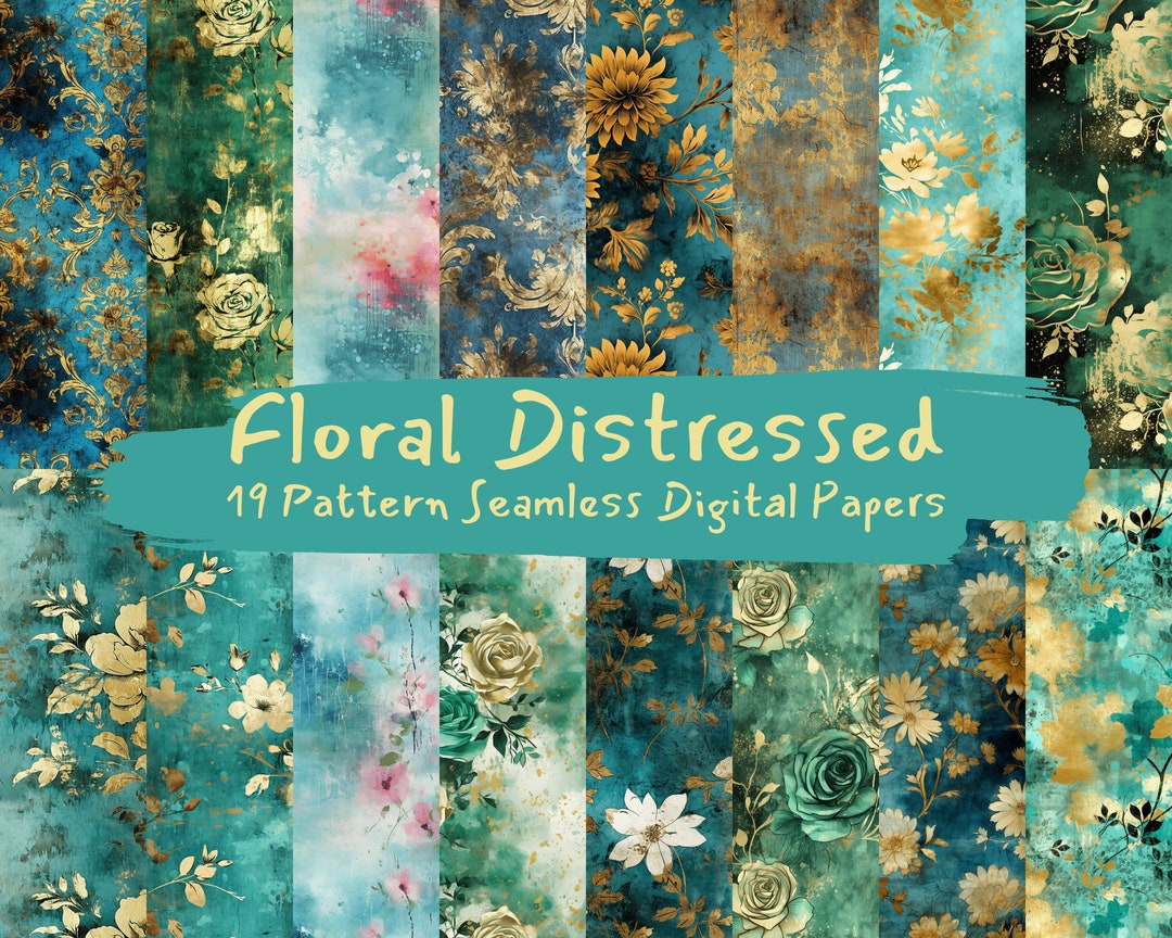 Floral Distressed Pattern Seamless Digital Papers - Tile Patterns ...