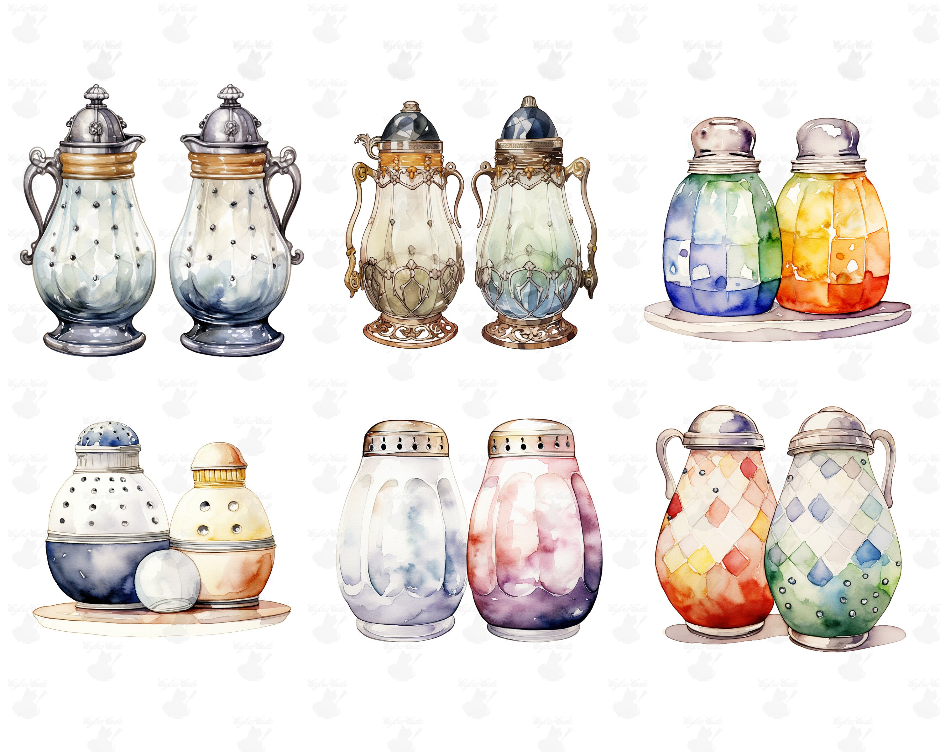 Salt and Pepper Shaker Digital Printable Clip Art Graphics in - Etsy
