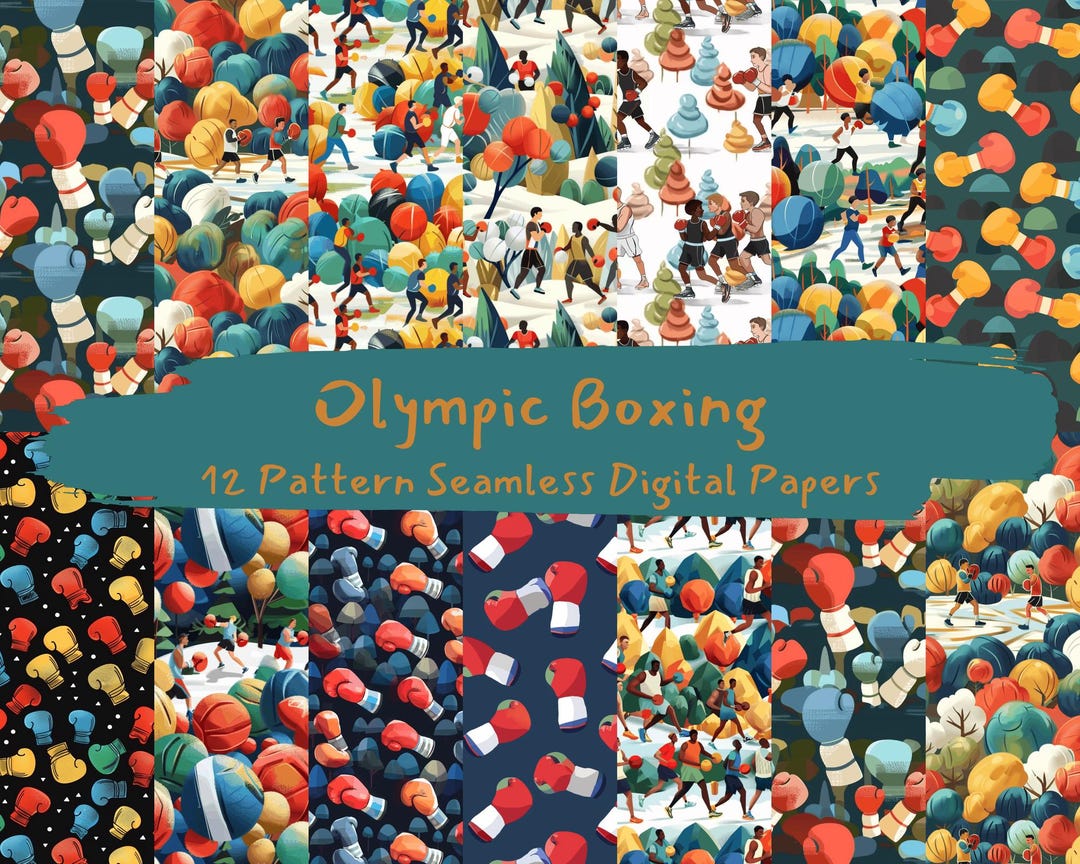 Olympic Boxing Pattern Seamless Digital Papers Printable Scrapbook ...