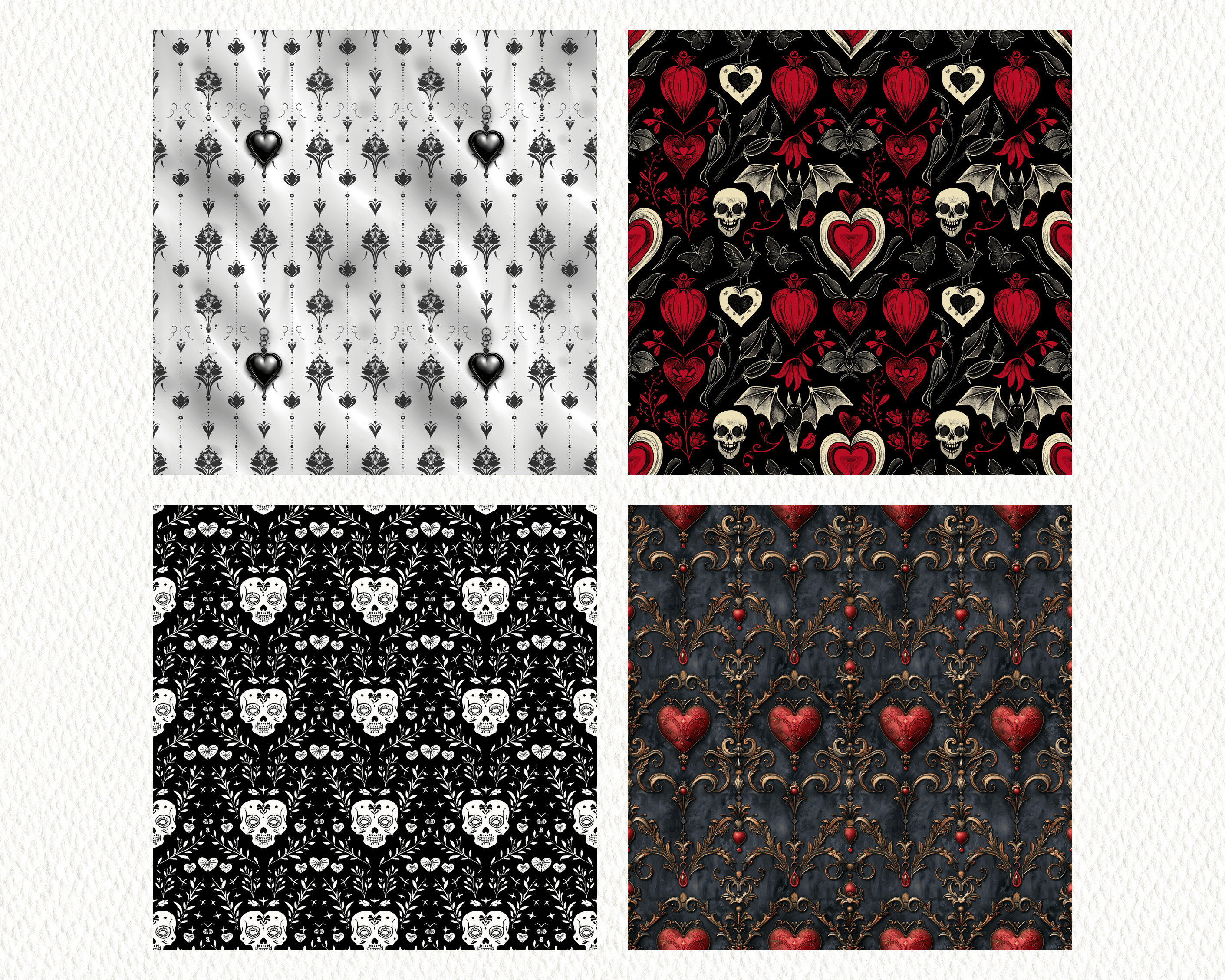 Love as a Gothica Pattern Seamless Digital Papers Printable Scrapbook ...