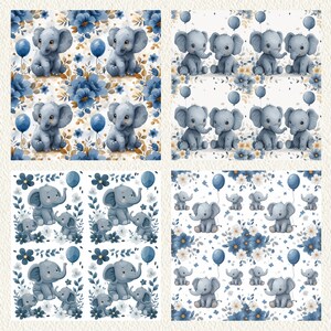Grey Baby Elephant Pattern Seamless Digital Papers - Printable ...