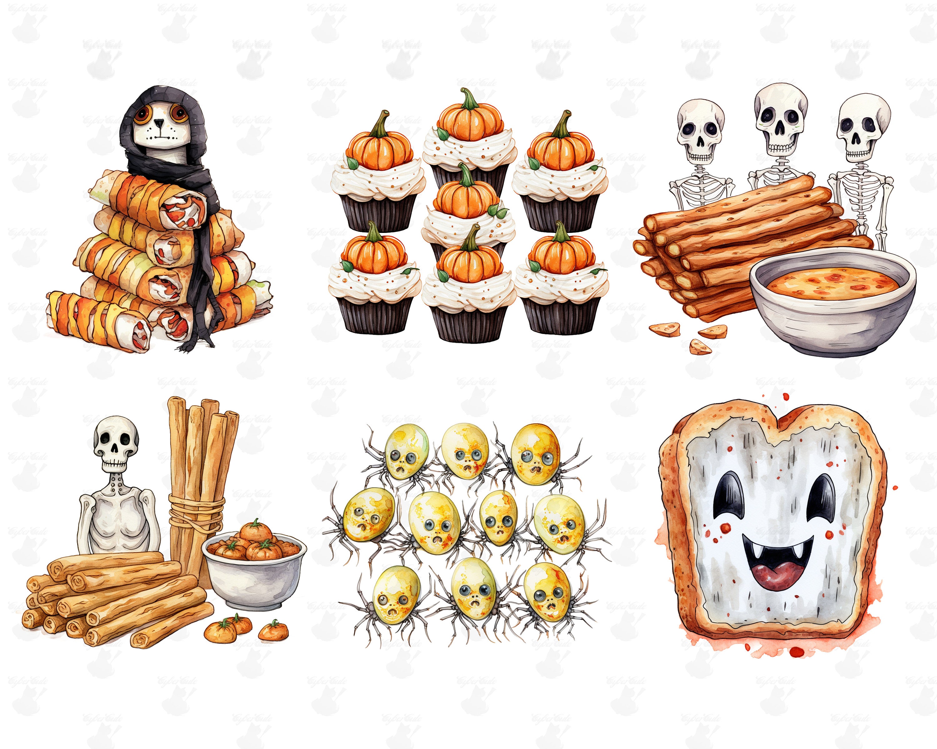 Halloween Food Digital Printable Clipart Bundle in PNG Format ...