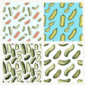 Hand Drawn Pickles Pattern Seamless Digital Papers - Printable ...