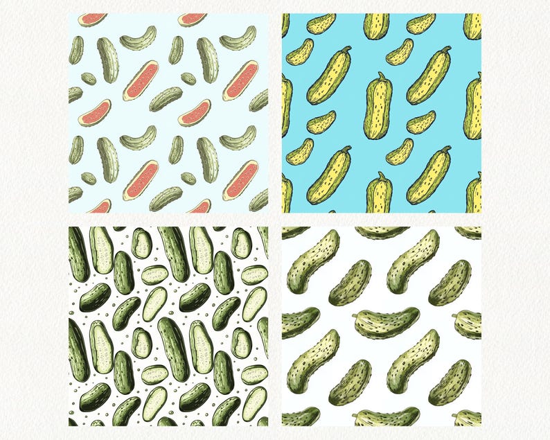 Hand Drawn Pickles Pattern Seamless Digital Papers - Printable ...