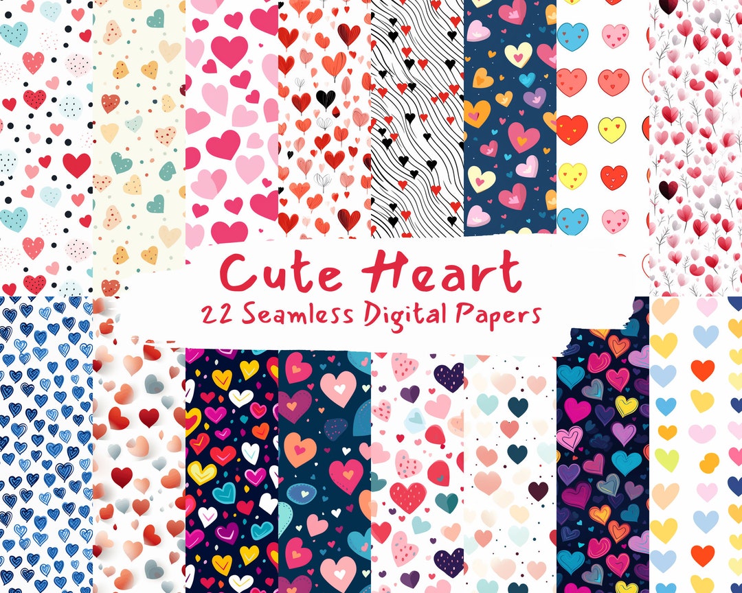 Cute Heart Pattern Scrapbook Papers, Seamless Printable Patterns ...