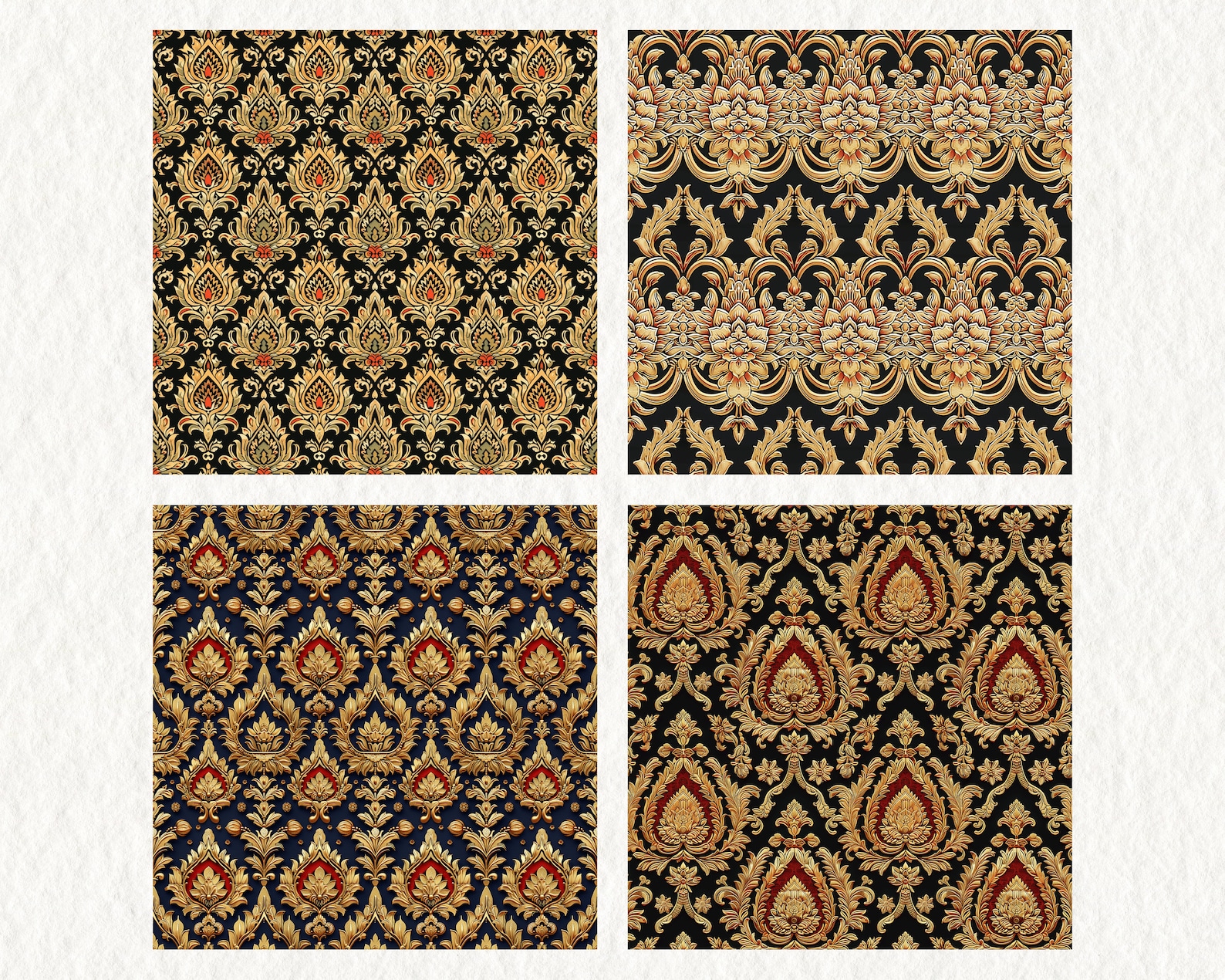 Traditional Thai Pattern Seamless Digital Papers - Printable Scrapbook ...
