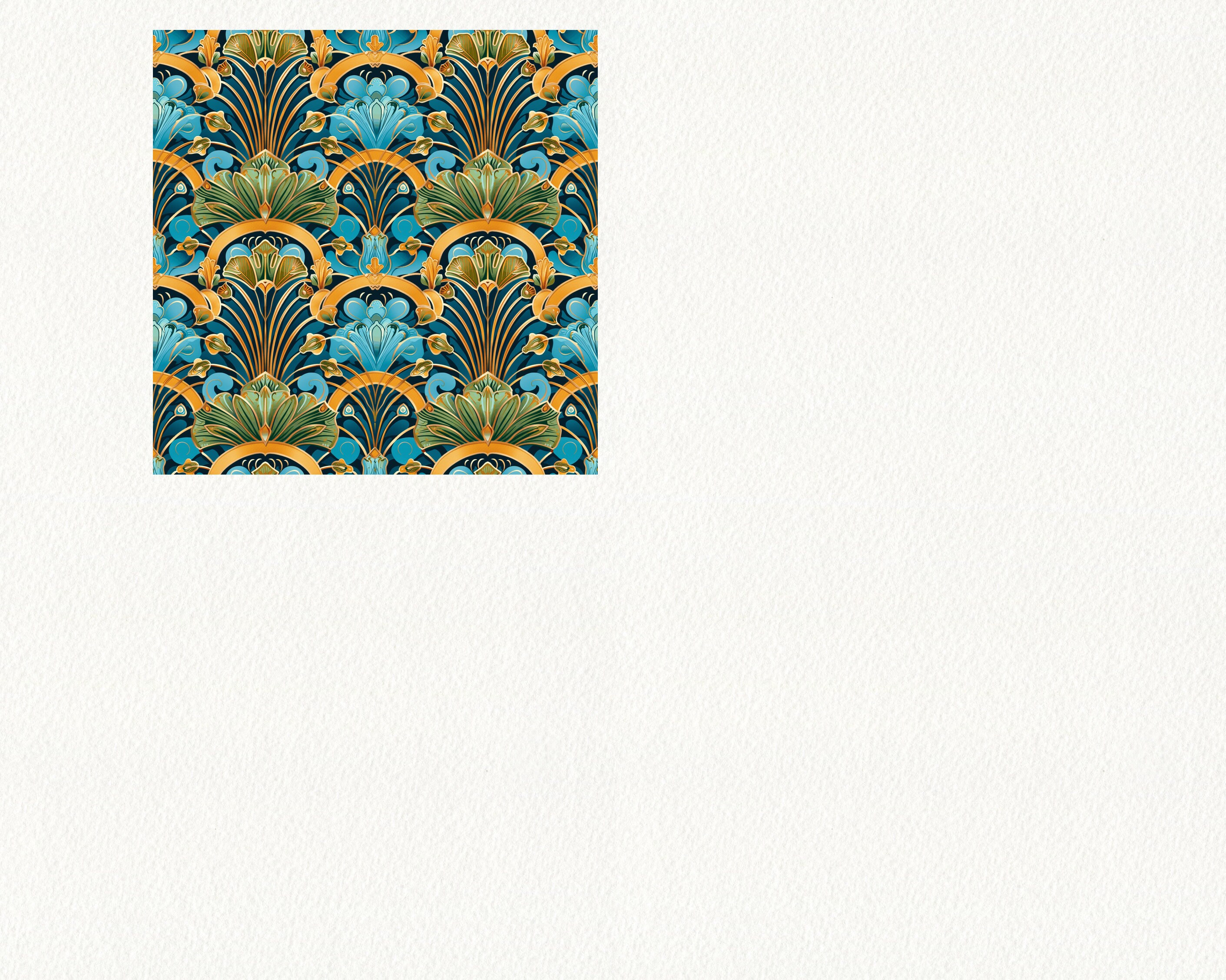 Rococo Peacock Fans Pattern Seamless Digital Papers Printable Scrapbook ...
