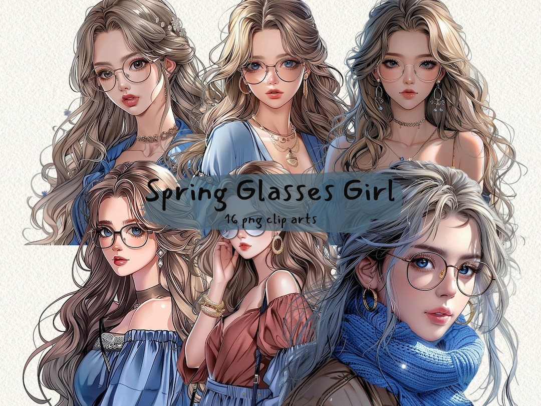 Spring Glasses Girl Printable Clipart, Png Format, Transparent ...