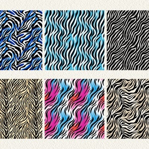 Zebra Print Digital Papers Seamless Tile Patterns Printable Scrapbook ...