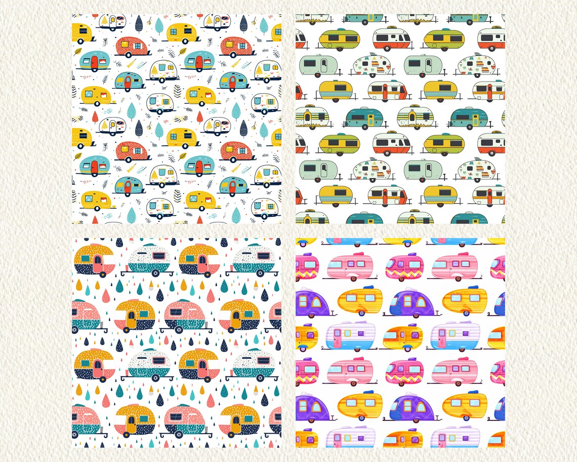 Teardrop Campers Pattern Seamless Digital Papers Tile Patterns ...