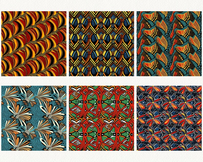 East Africa Kitenge Pattern Seamless Digital Papers Tile Patterns ...