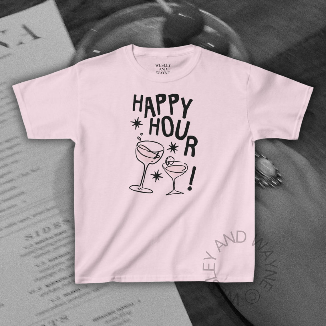 Y2K Baby Tee, Happy Hour Cocktail Baby Tee, Coquette Clothing, 90s Baby ...