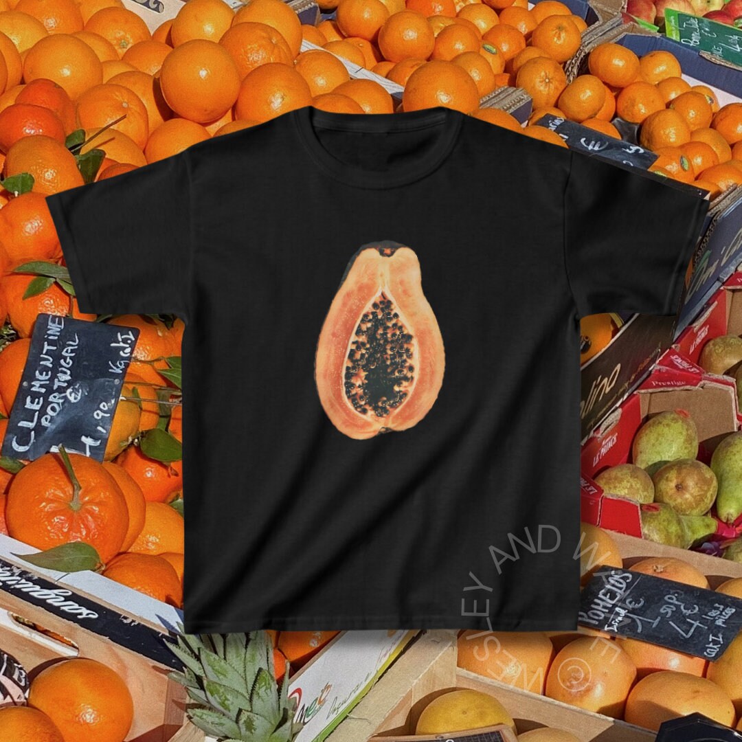Papaya Baby Tee, Vintage Fruit Shirt, Y2K Baby Tee, Kitschy Top ...