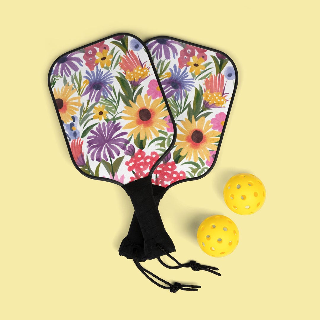 Floral Preppy Pickleball Paddle Set of Two, Pickleball Gift, Custom ...