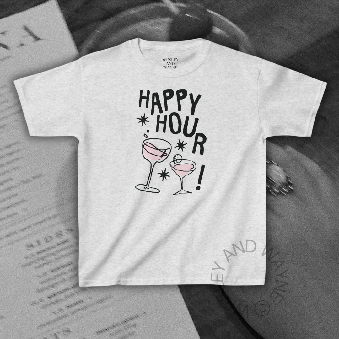 Y2K Baby Tee, Happy Hour Cocktail Baby Tee, Coquette Clothing, 90s Baby ...