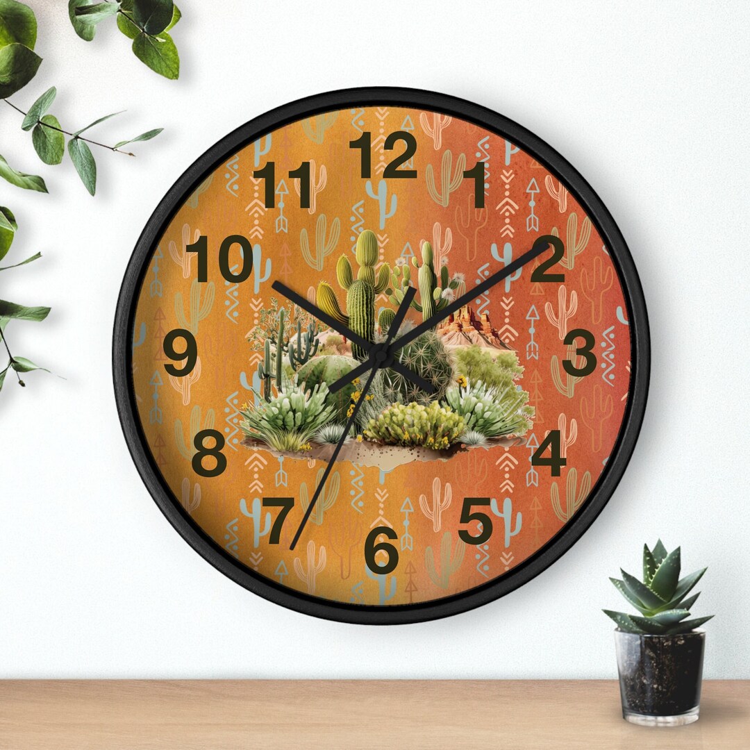 Southwest Cactus Wall Clock Desert Decor Cactus Lovers Decor Cactus ...