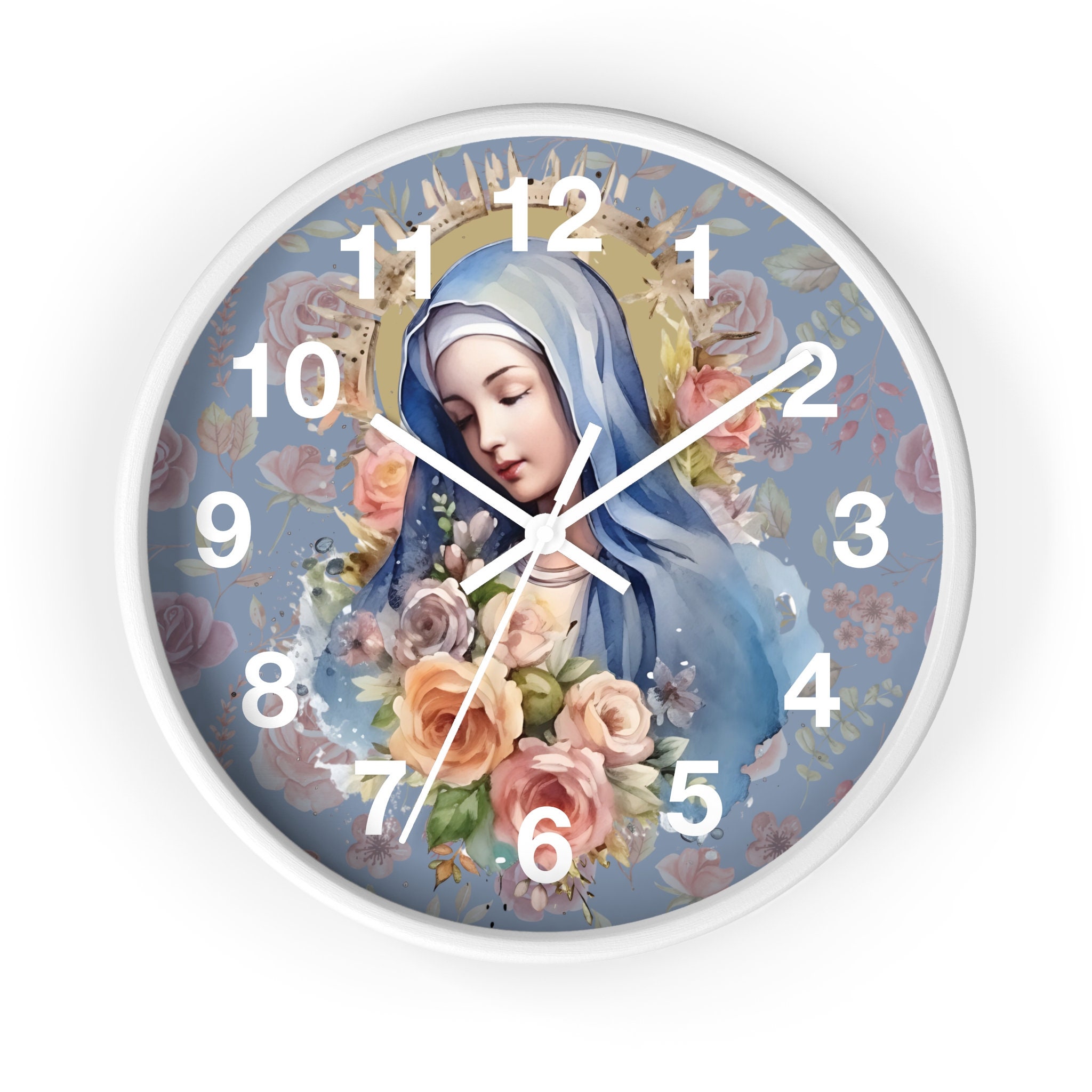 Blessed Virgin Mary Wall Clock Catholic Decor Blessed Mother Gift ...